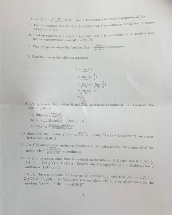 Solved 4. Let f(x)=r1−2r2+11x4−1x2. Determine the borizontal | Chegg.com