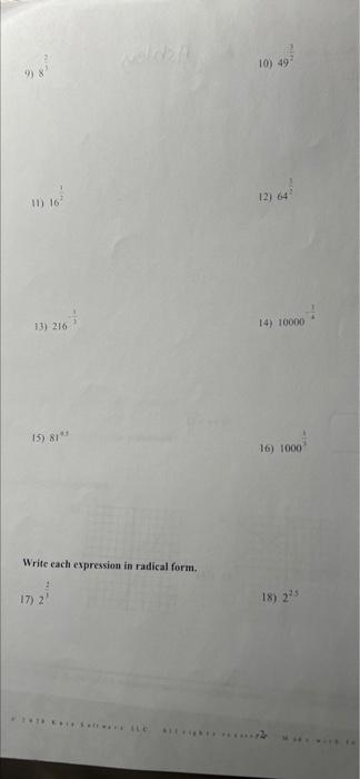 Solved 11) 16 13) 216 15) 81 Write each expression in | Chegg.com