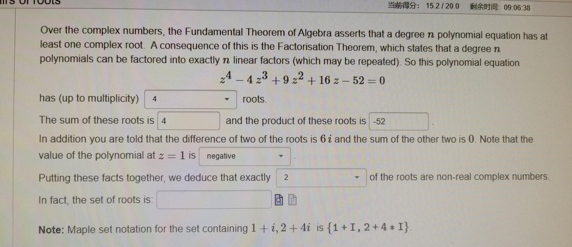 Solved Over the complex numbers, the Fundamental Theorem of | Chegg.com