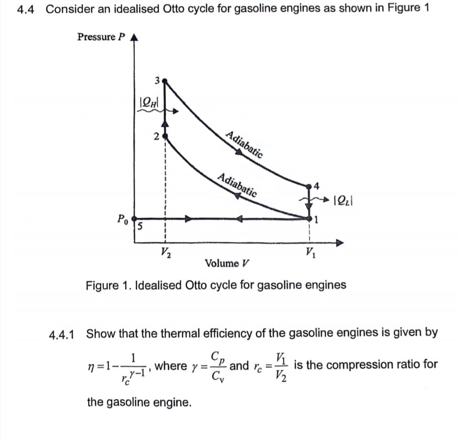 Solved 4.4 ﻿Consider an idealised Otto cycle for gasoline | Chegg.com