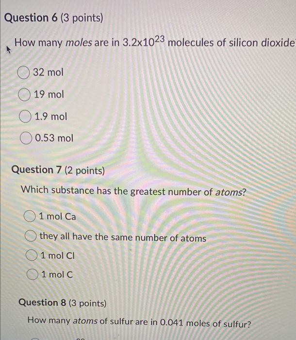 Solved How many moles are in 3.2×1023 molecules of silicon | Chegg.com