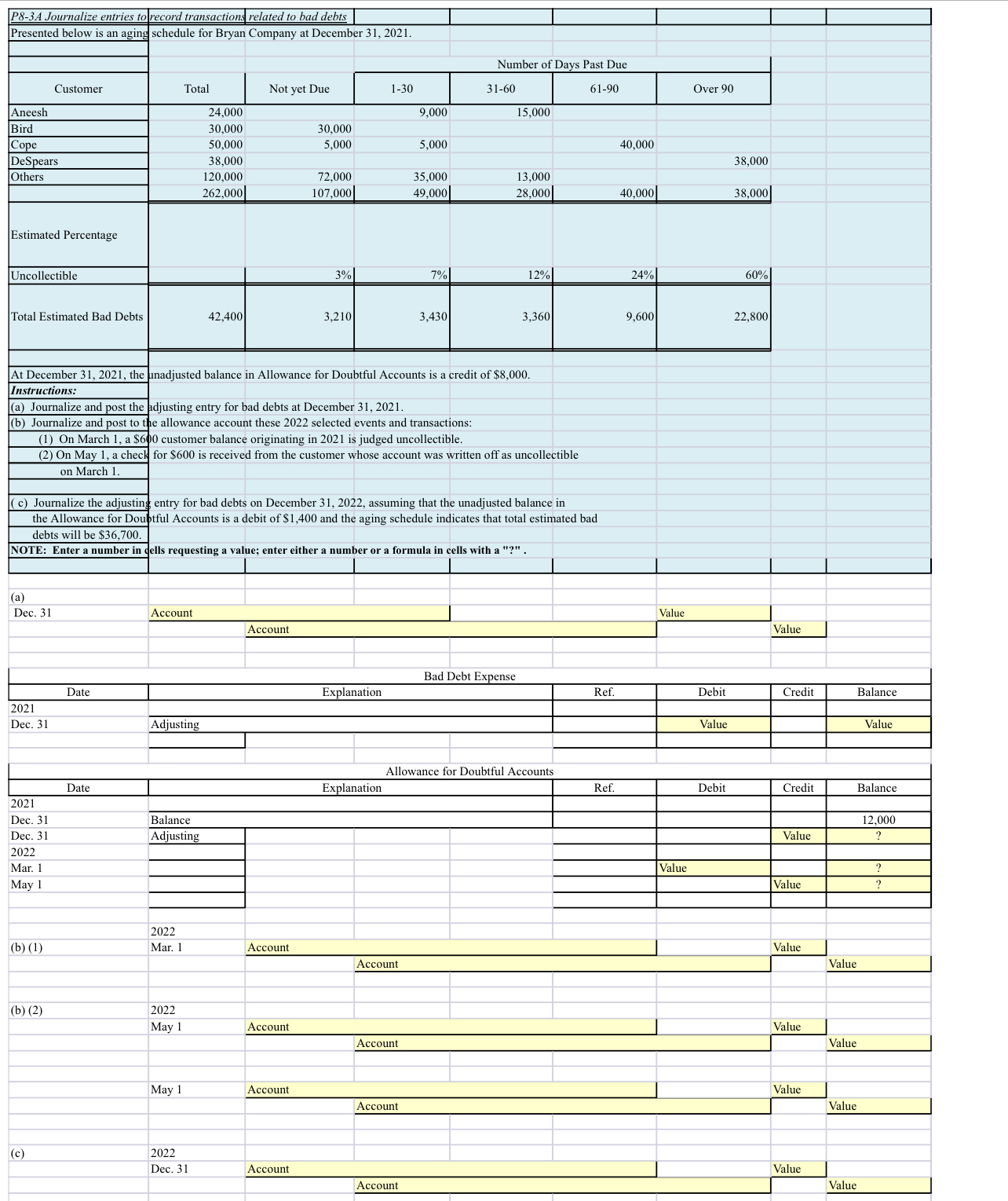 Solved P8-3A Journalize entries to record transactions | Chegg.com