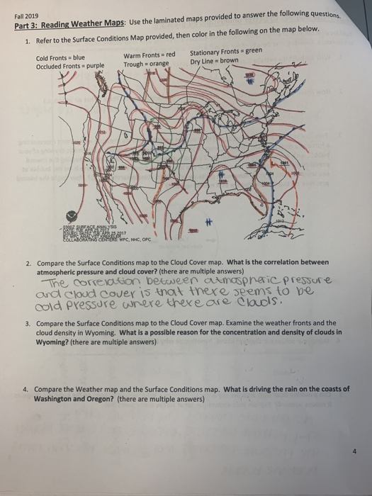 Solved Fall 2019 Part 3: Reading Weather Maps: Use the | Chegg.com