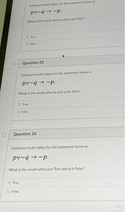 Solved Construct truth tables for the statement forms in | Chegg.com