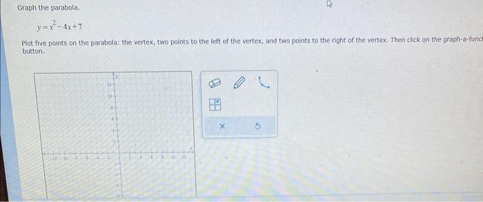 Solved Graph the parabola. y=x2−4x+7 Plot five points on the | Chegg.com