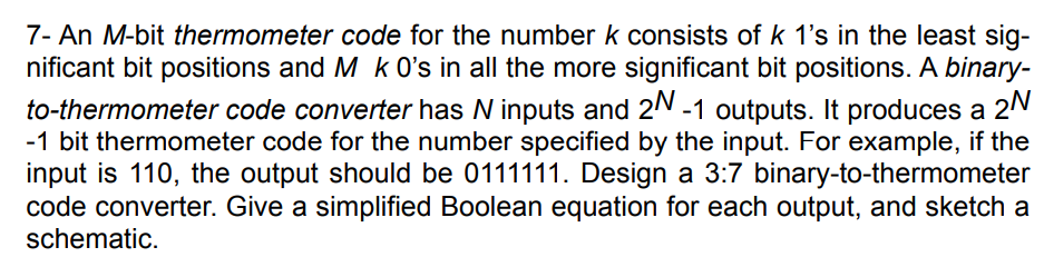 Solved 7 ﻿an M Bit Thermometer Code For The Number K