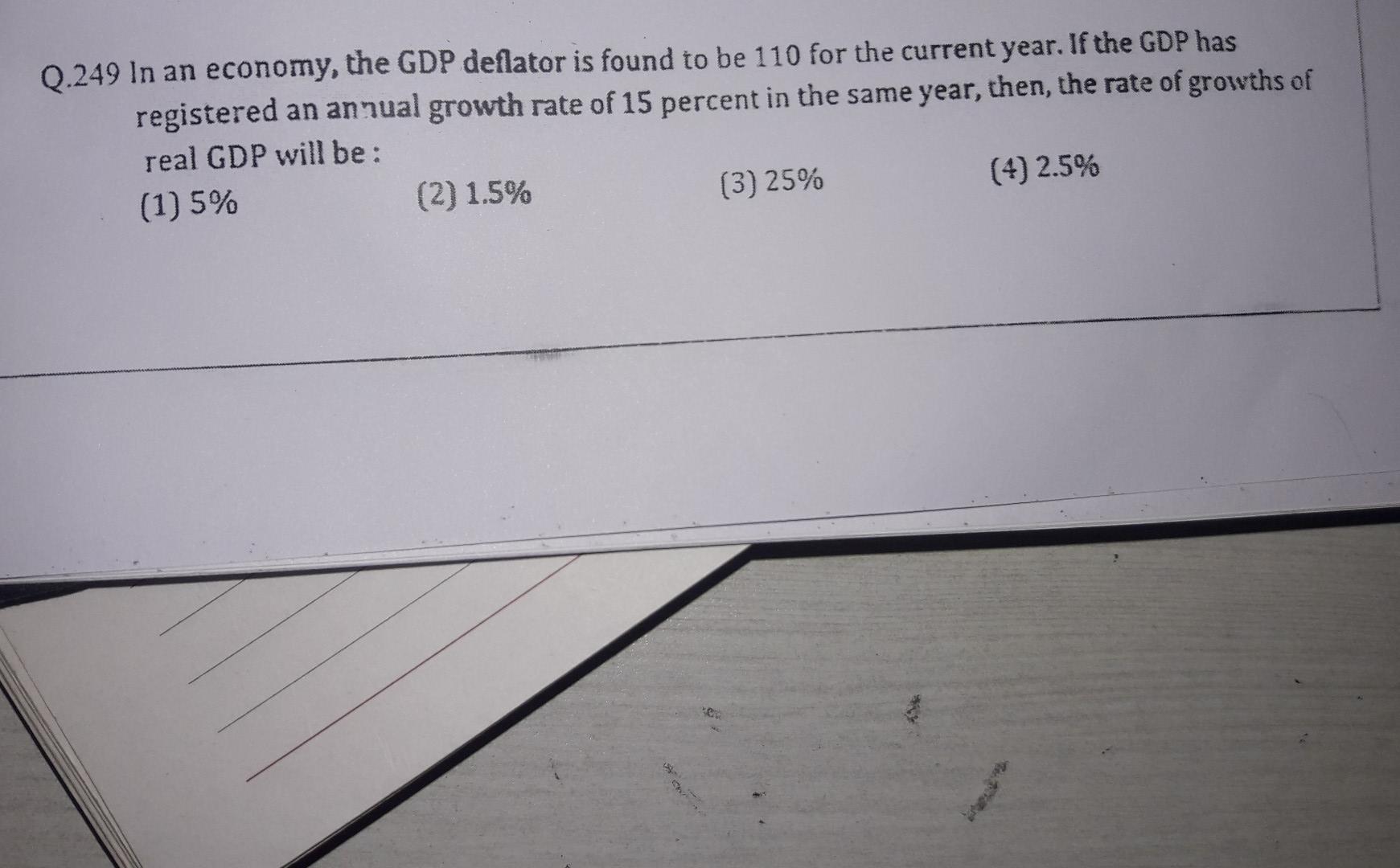 Solved Q.249 In an economy, the GDP deflator is found to be | Chegg.com