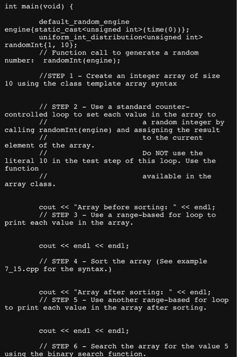 Solved int main(void) \{ default_random_engine engine { | Chegg.com