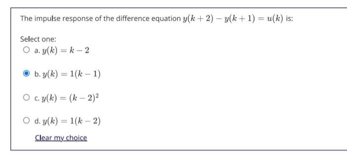 Solved The impulse response of the difference equation | Chegg.com