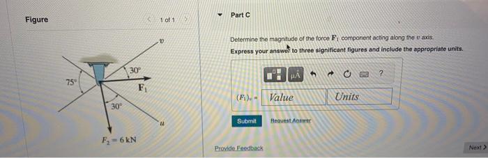 Solved Determine the magnitude of the force F1 component | Chegg.com