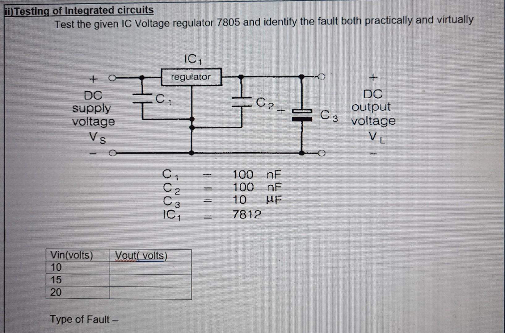 Solved ii) Testing of Integrated circuits Test the given IC | Chegg.com