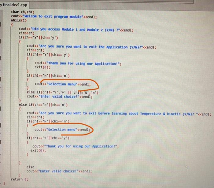 Solved C++ please modify this codes and make selectionmenu | Chegg.com