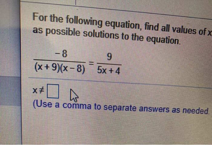 Solved Find all values of x for which at least one | Chegg.com