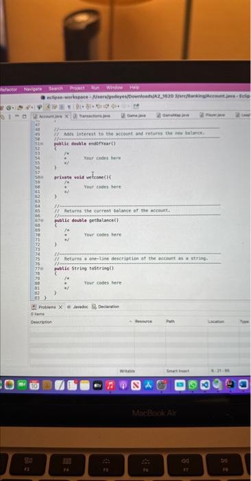 Solved 1. In chapter 4, we discussed a bank account example. | Chegg.com