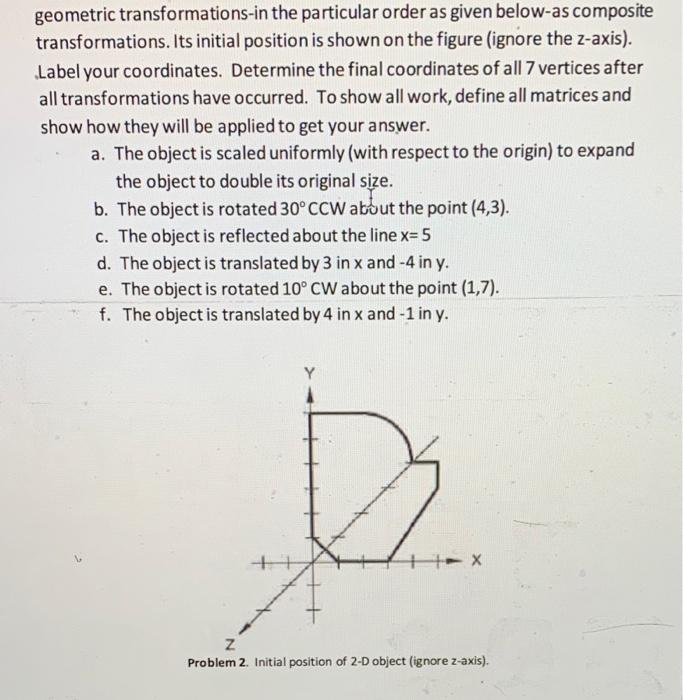 Solved A 2D object undergoes these geometric | Chegg.com