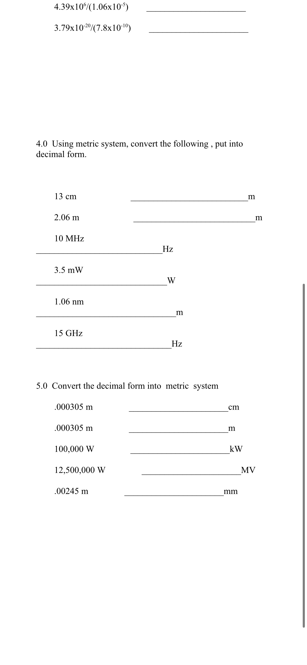 Solved PHY 213Homework #1 - ﻿Scientific notation and | Chegg.com
