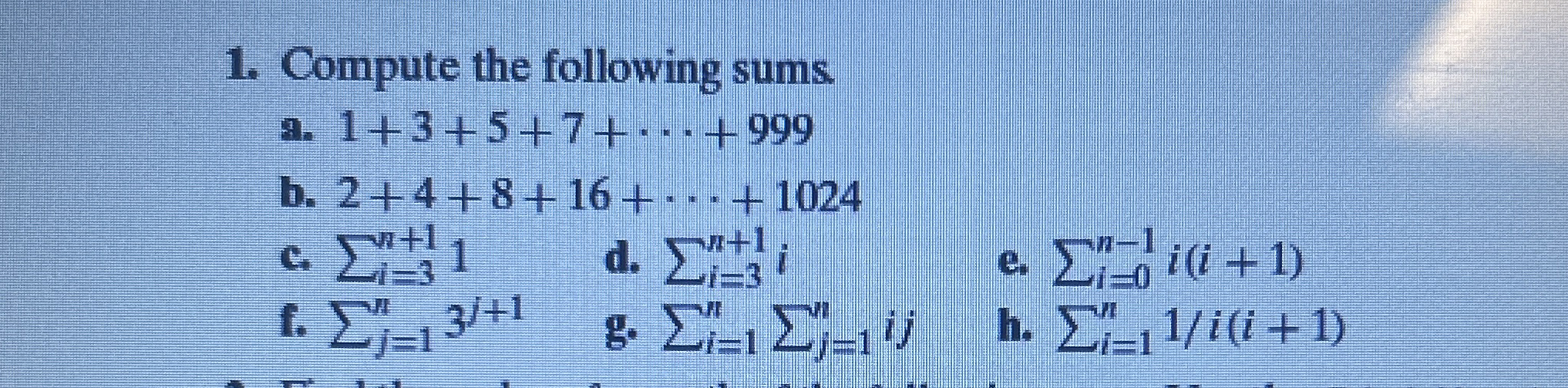 Solved Compute the following | Chegg.com