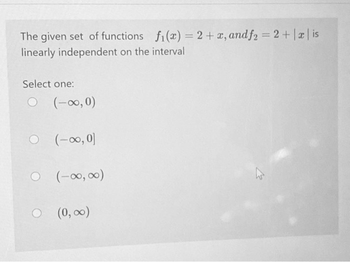 Solved The given set of functions f(x) = 2 + x, and f2 = 2+ | Chegg.com