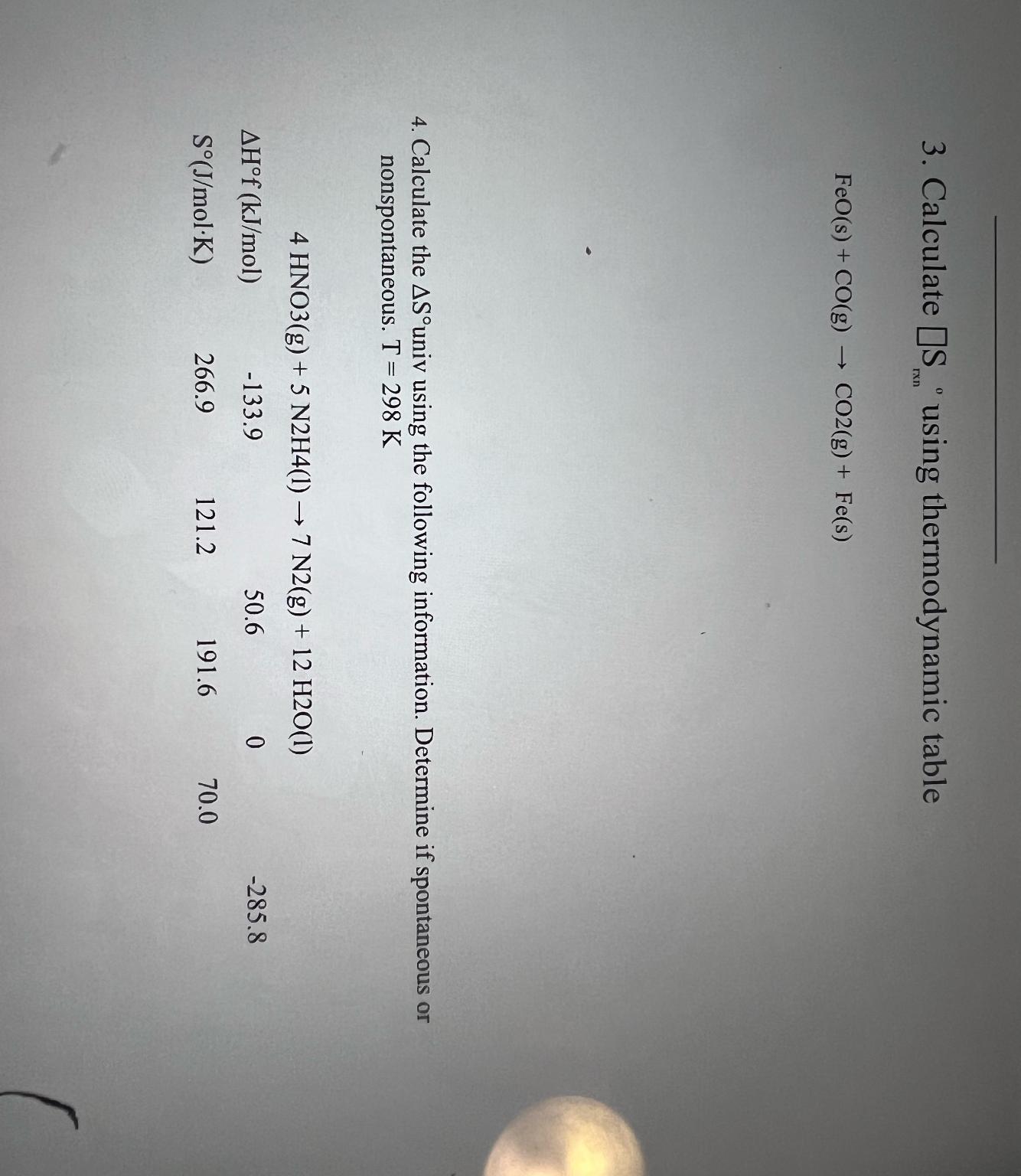 Solved Calculate Srn° ﻿using thermodynamic | Chegg.com