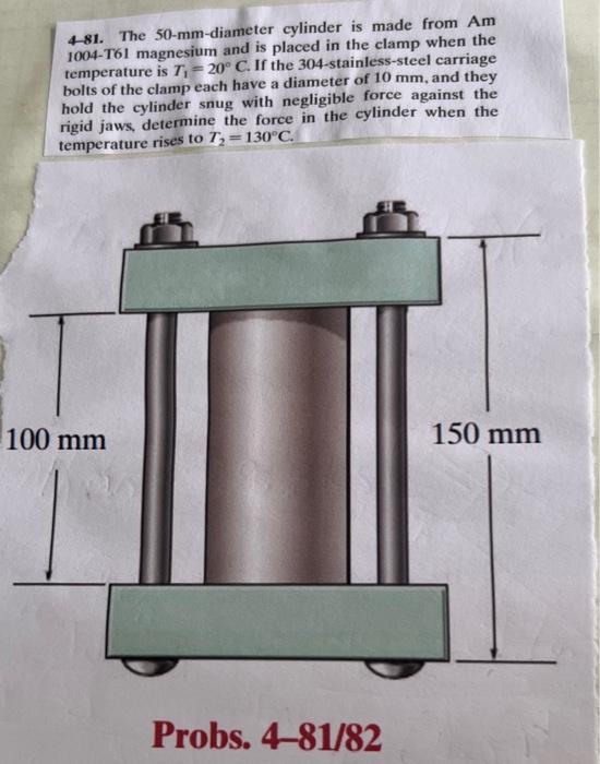 Solved 4-81. The 50-mm-diameter cylinder is made from Am | Chegg.com