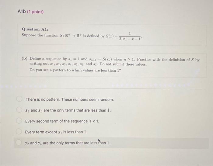 Solved Question A1: Suppose the function S:R+→R+is defined | Chegg.com