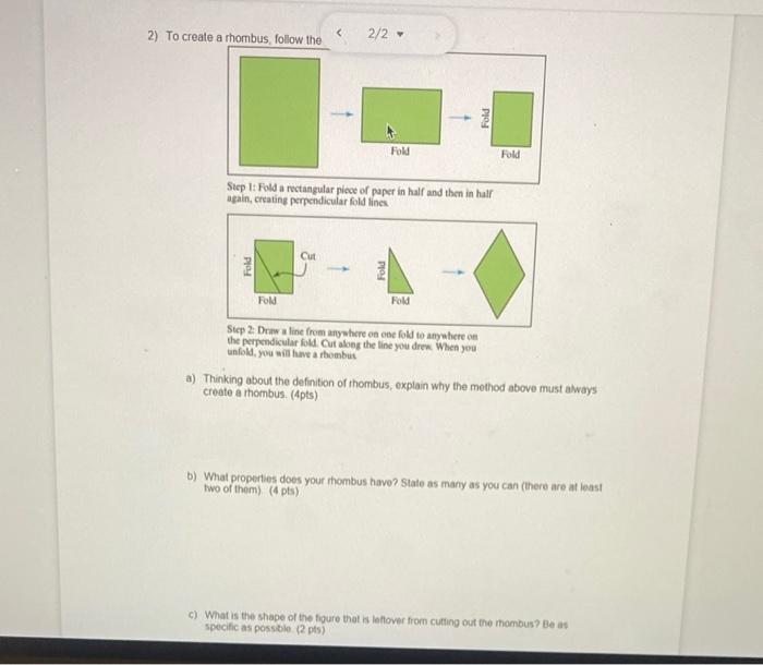 Solved Siep 1: Fold a rectangular piece of paper in half and | Chegg.com