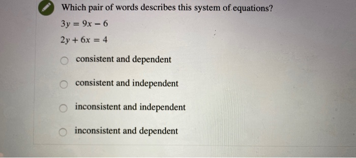 Solved Which pair of words describes this system of | Chegg.com