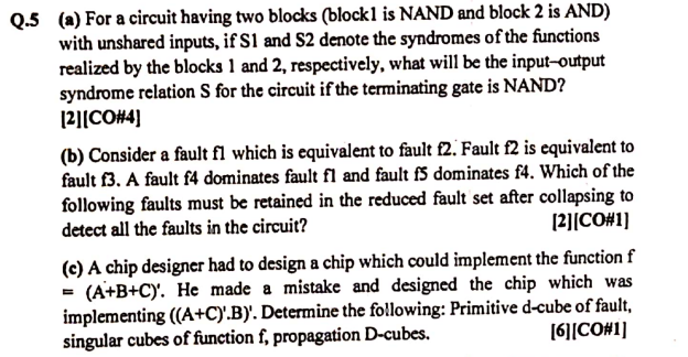 Solved Q. 5 (a) ﻿For a circuit having two blocks (block1 ﻿is | Chegg.com