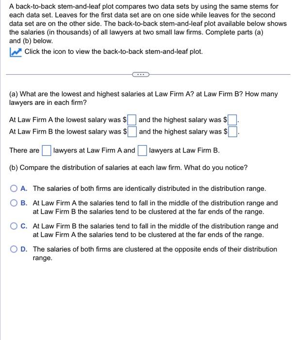 A back-to-back stem-and-leaf plot compares two data | Chegg.com