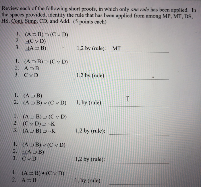 Solved Review each of the following short proofs, in which | Chegg.com