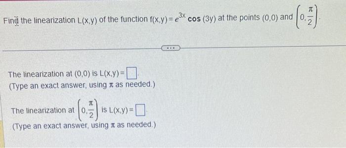 Solved Find the linearization L(x,y) of the function | Chegg.com