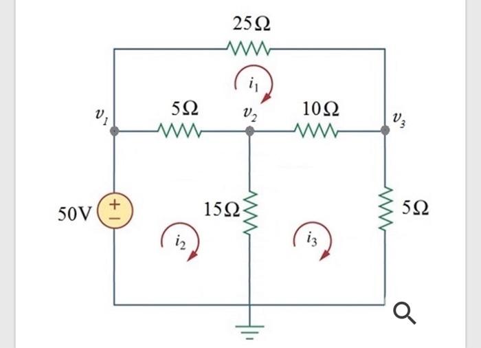 Solved find v1 v2 v3 using nodal, i1 i2 i3 using mesh | Chegg.com