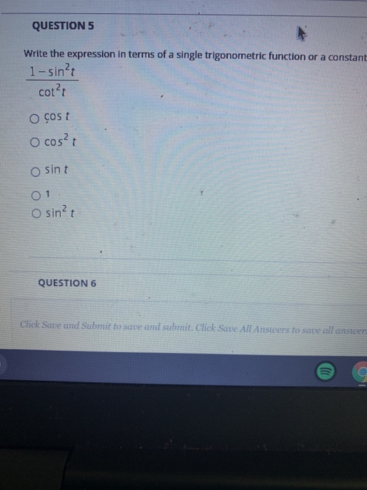 Solved QUESTION 5 Write the expression in terms of a single | Chegg.com