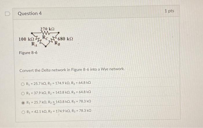 Solved Convert the Delta network in Figure 8-6 into a Wye | Chegg.com