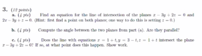 Solved 3. (12 points) a. (pra) Find an equation for the line | Chegg.com