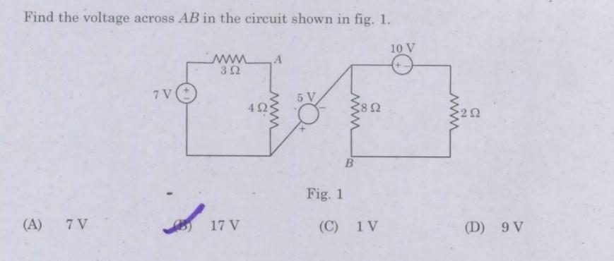 Solved Find the voltage across AB in the circuit shown in | Chegg.com