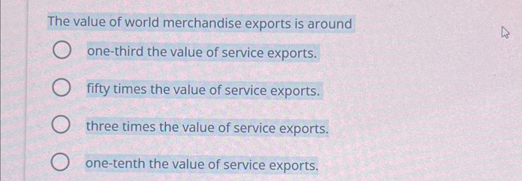 Solved The value of world merchandise exports is | Chegg.com