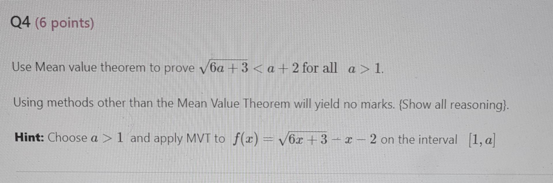 Solved Please help solve Use Mean value theorem to prove √ | Chegg.com