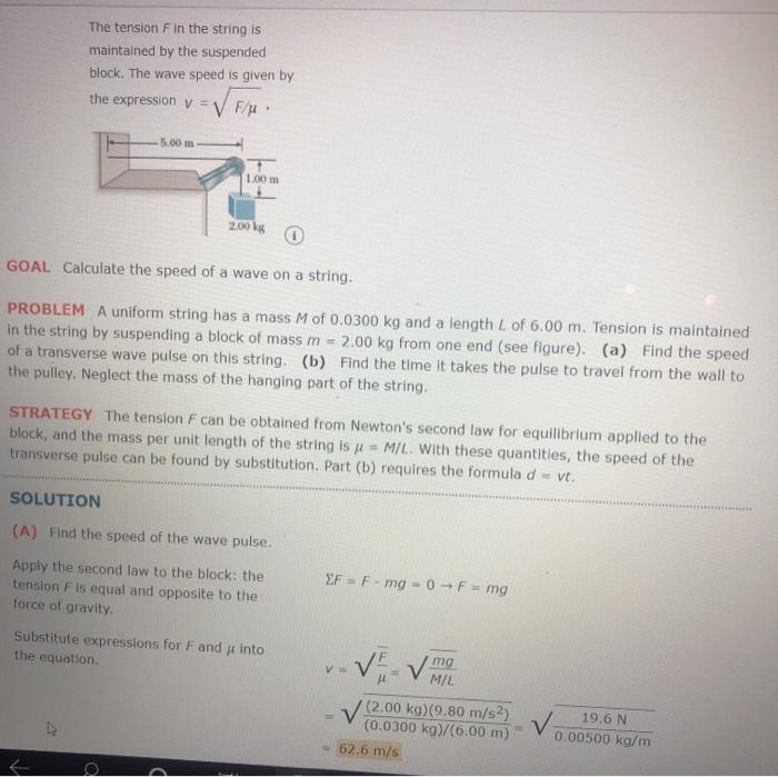 Solved The tension Fin the string is maintained by the | Chegg.com