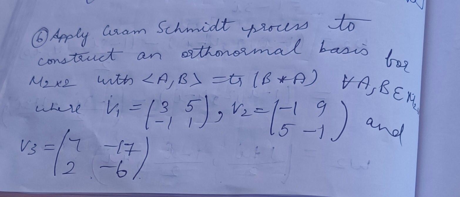Solved (6) Apply Cram Schmidt process to construct an | Chegg.com