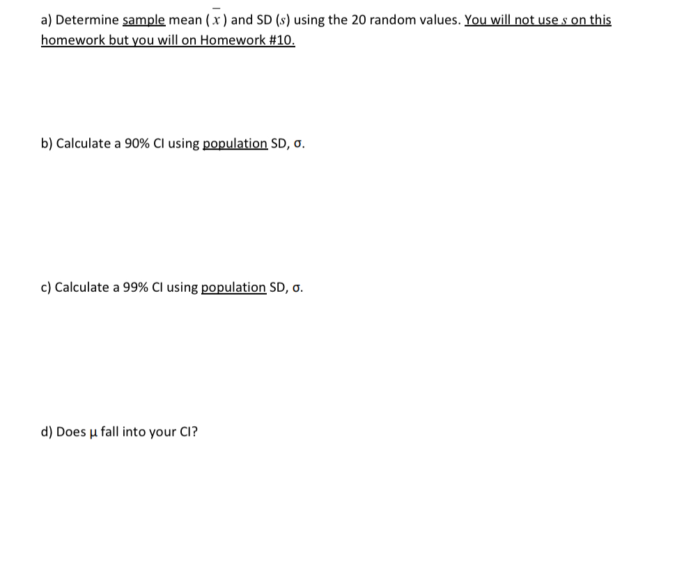 Solved a) ﻿Determine sample mean (x‾) ﻿and SD (s) ﻿using the | Chegg.com