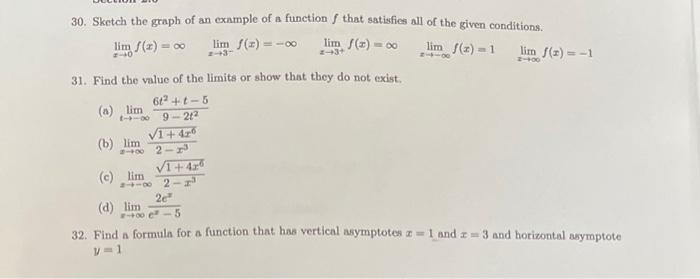 Solved 30. Sketch the graph of an example of a function f | Chegg.com