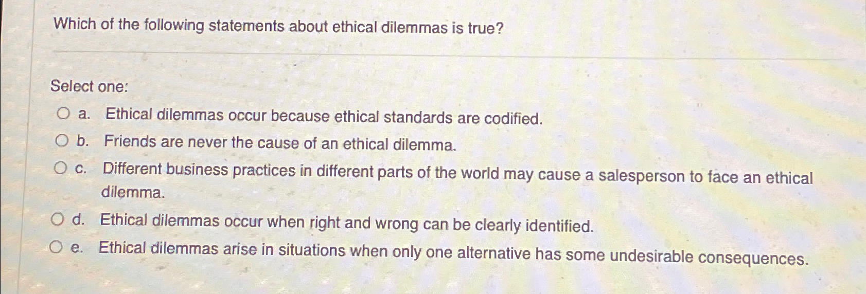 Solved Which of the following statements about ethical | Chegg.com