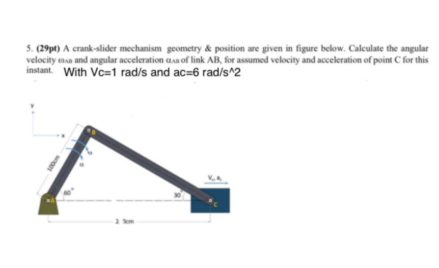 Solved A crank-slider mechanism geometry & position are | Chegg.com