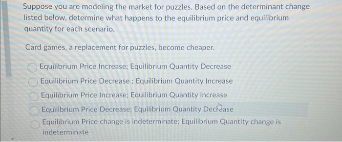 Solved Suppose you are modeling the market for puzzles. | Chegg.com