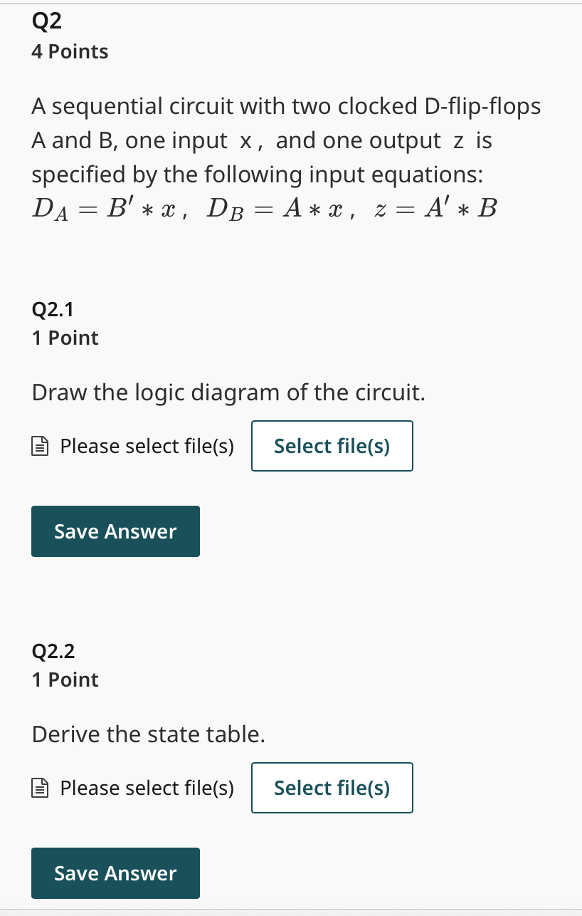 Solved Q24 ﻿PointsA sequential circuit with two clocked | Chegg.com