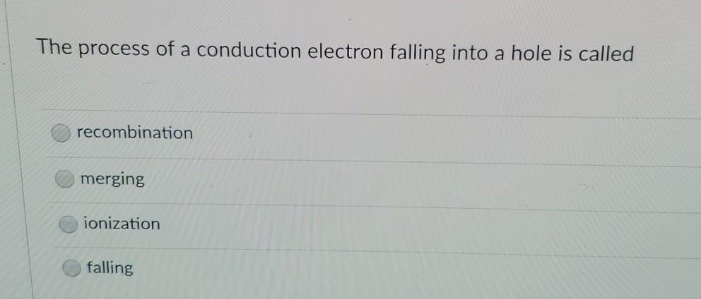 Solved The process of a conduction electron falling into a | Chegg.com