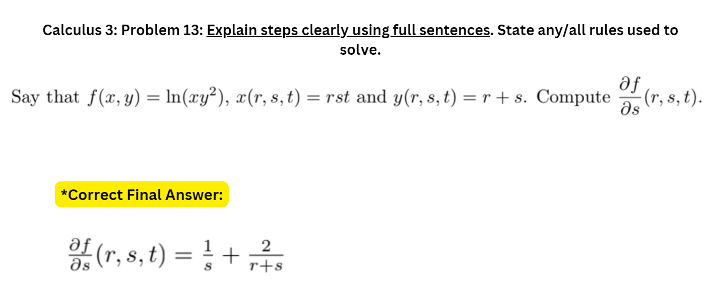 Solved Calculus 3: Problem 13: Explain steps clearly using | Chegg.com