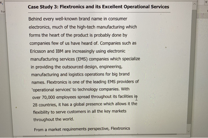 Solved X Case Study 3: Flextronics and its Excellent | Chegg.com