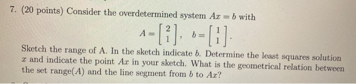 Solved 7. (20 points) Consider the overdetermined system Ax | Chegg.com